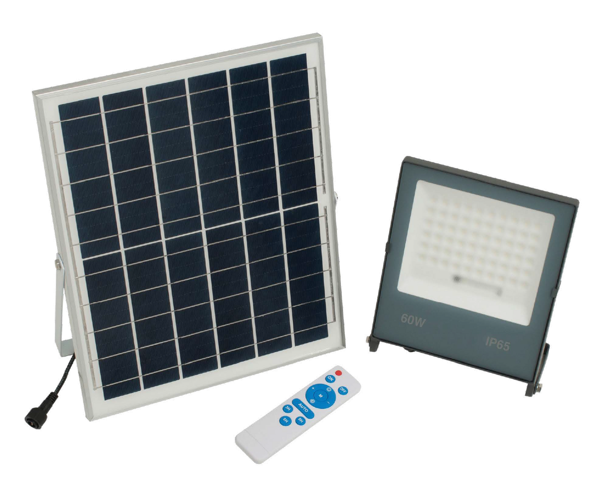 Lámpara Solar LED Estevez 60W con Panel Ajustable | Modelo ETX-0195-ANT | Iluminación Exterior ...